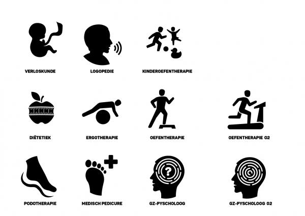 Ontwerpen van noordhuizen - Pictogrammen voor paramedische beroepen