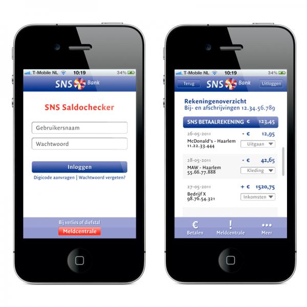 Ontwerpen van Tiffany - iPhone-app van SNS Bank